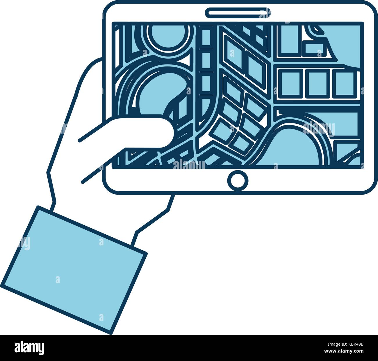 hand holding tablet with city map navigator Stock Vector Image & Art ...