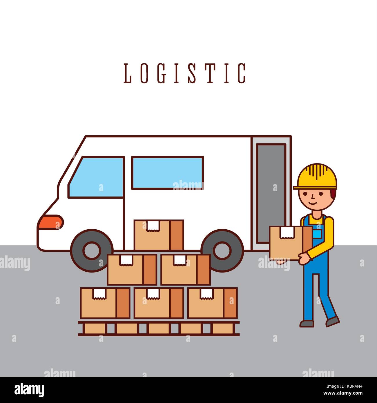 logistic worker loading truck with goods delivery Stock Vector Image ...