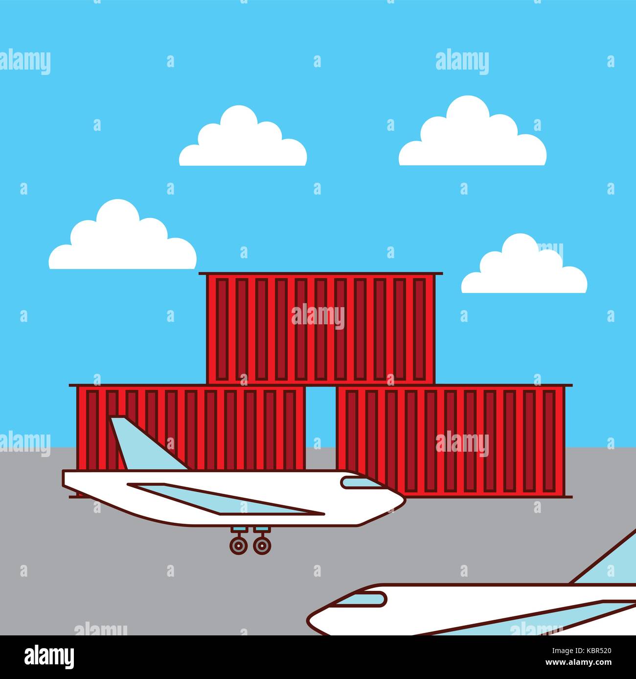 logistic airplanes and containers shipping concept Stock Vector Image ...