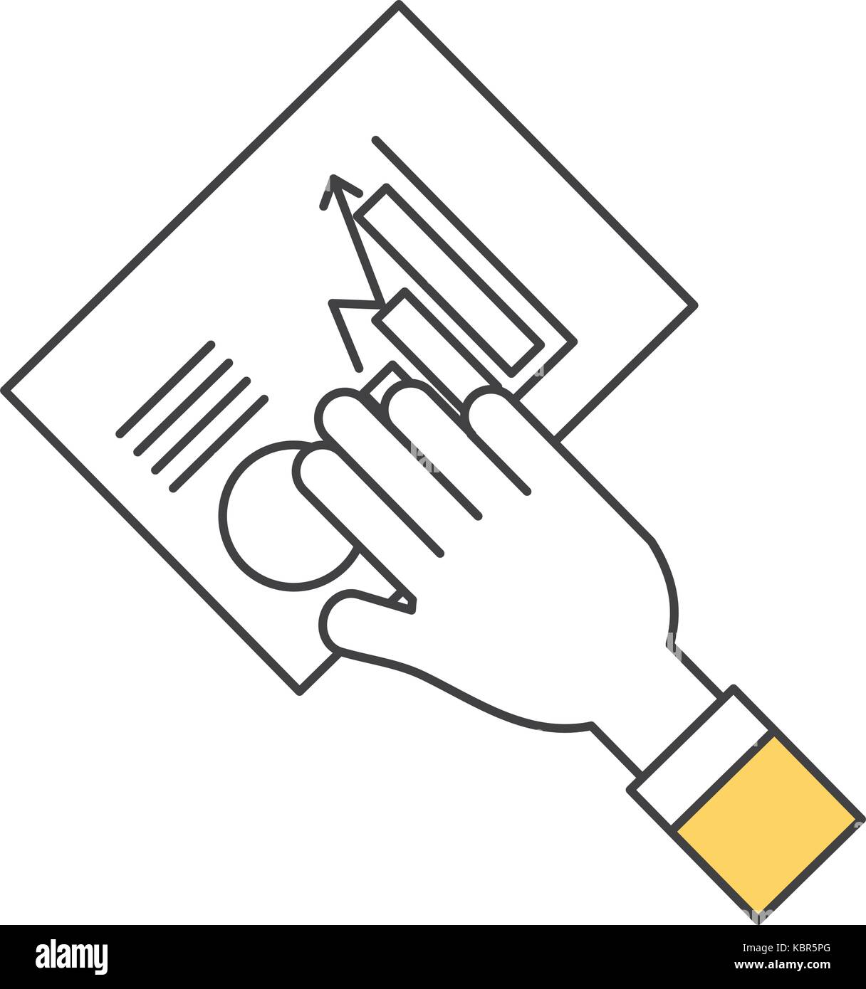 hand with report document icon over white background vector ...