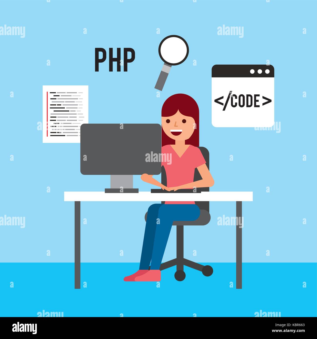 Girl coding Stock Vector Images - Alamy
