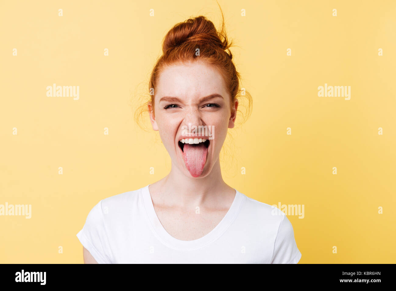 Girl open mouth showing tongue hi-res stock photography and images - Alamy