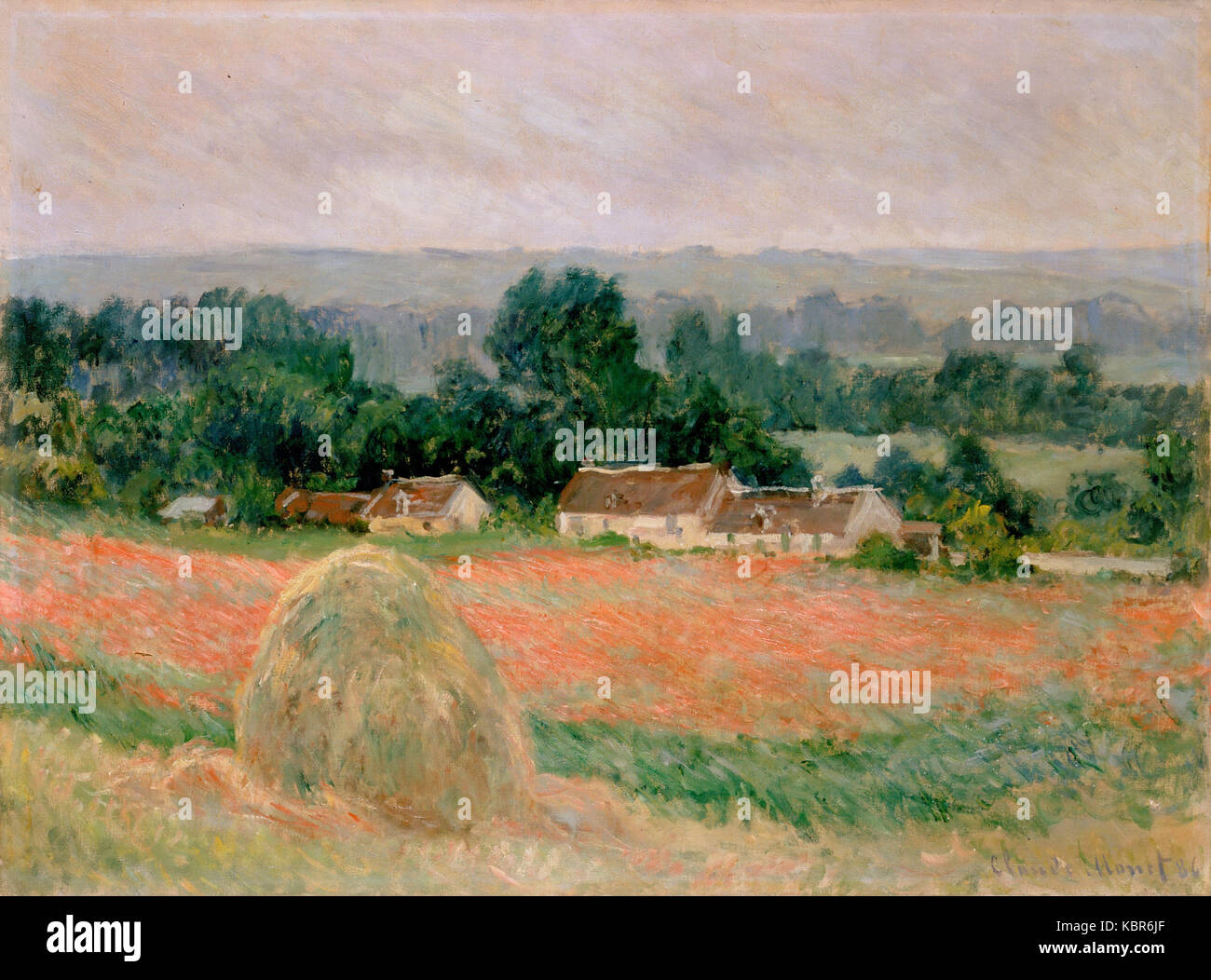 Impressionist painting 'Haystack at Giverny' by Claude Monet, part of ...