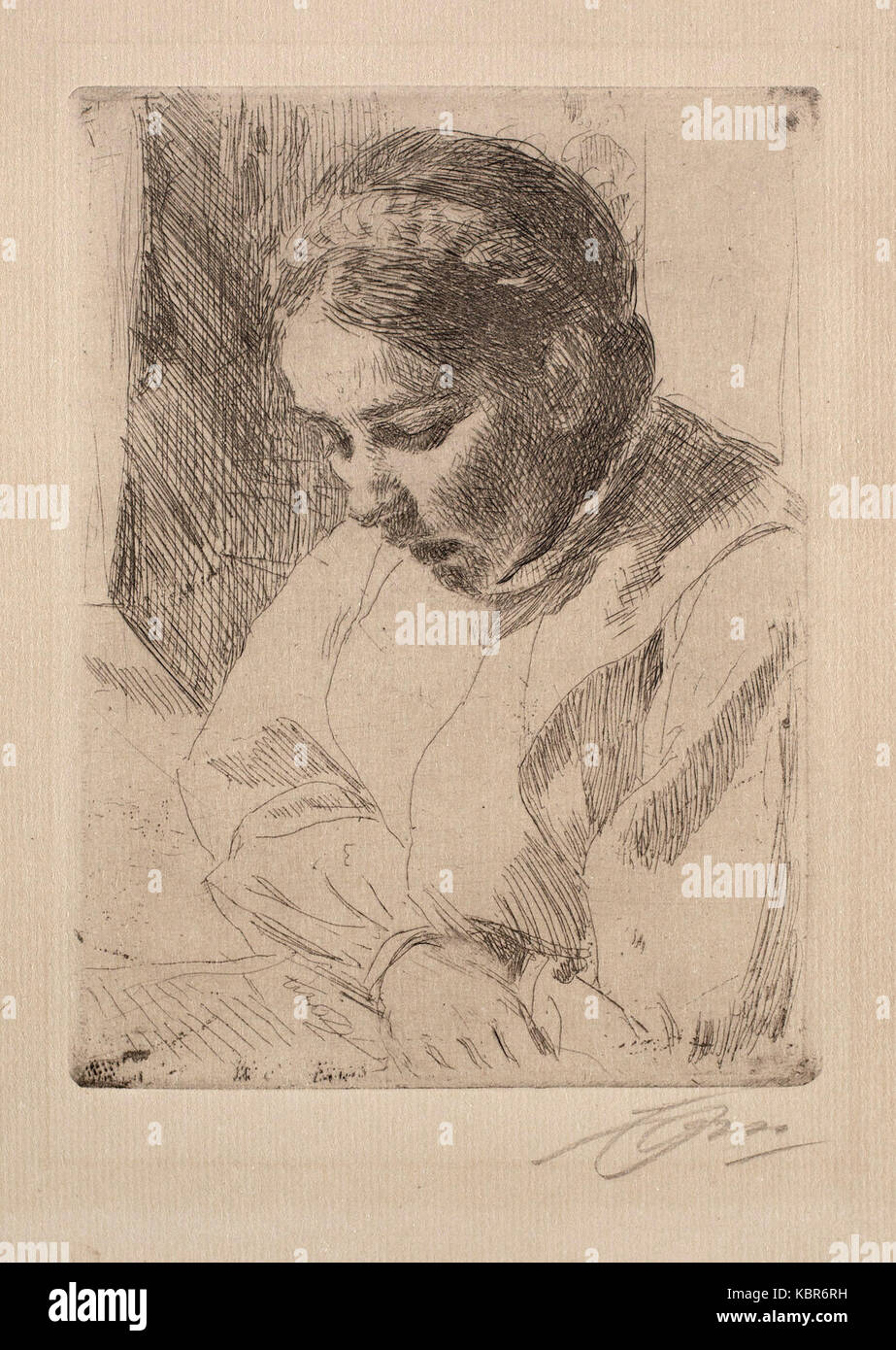 Anders Zorn The Prayer (etching) 1911 Stock Photo - Alamy