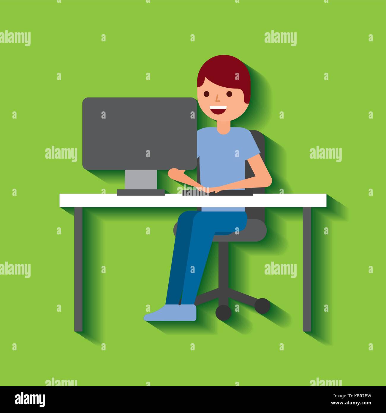 Man Programmer Working On His Pc Computer Coding And Programming Stock Vector Image And Art Alamy