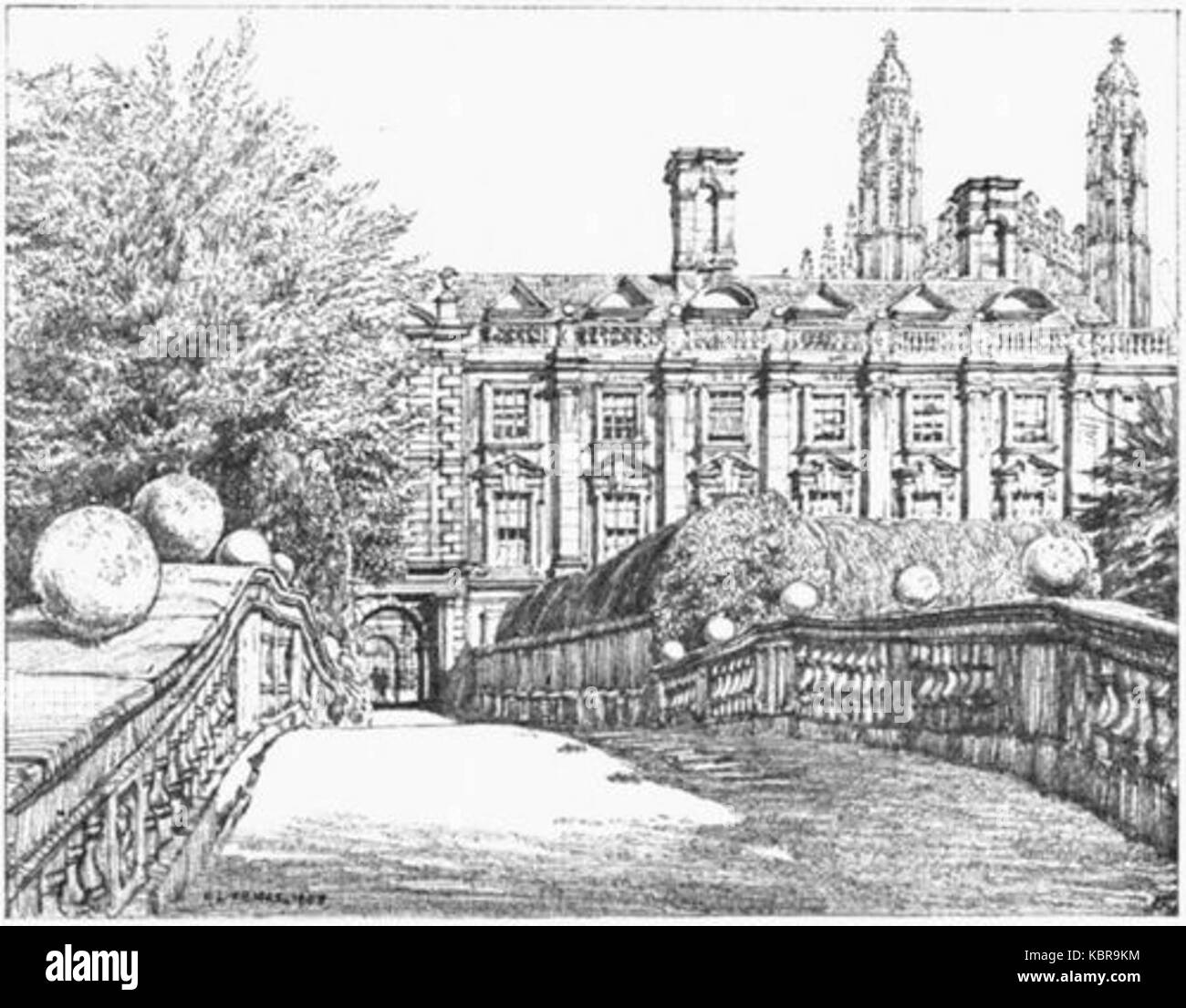 Griggs 1910 Clare College from Bridge gutenberg 38735 img022 Stock ...