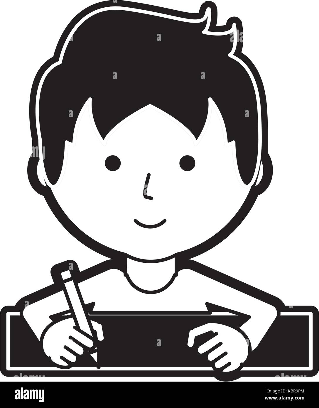 cartoon man with drawing utensils over white background vector ...