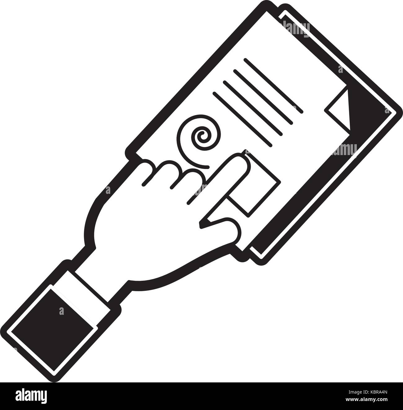 hand with report document icon over white background vector ...