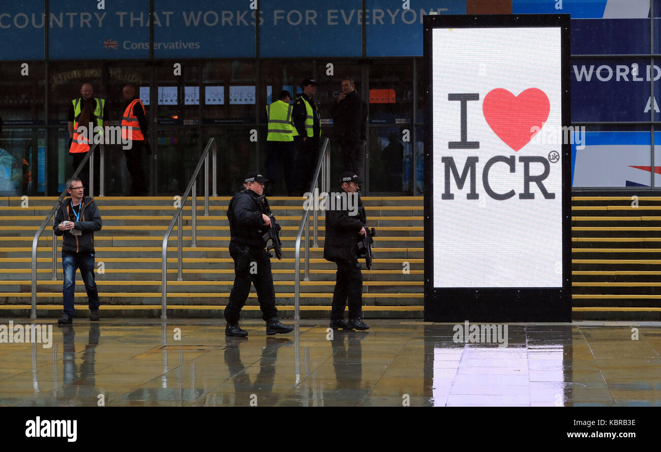 Armed police at the Conservative Party Conference at the Manchester ...