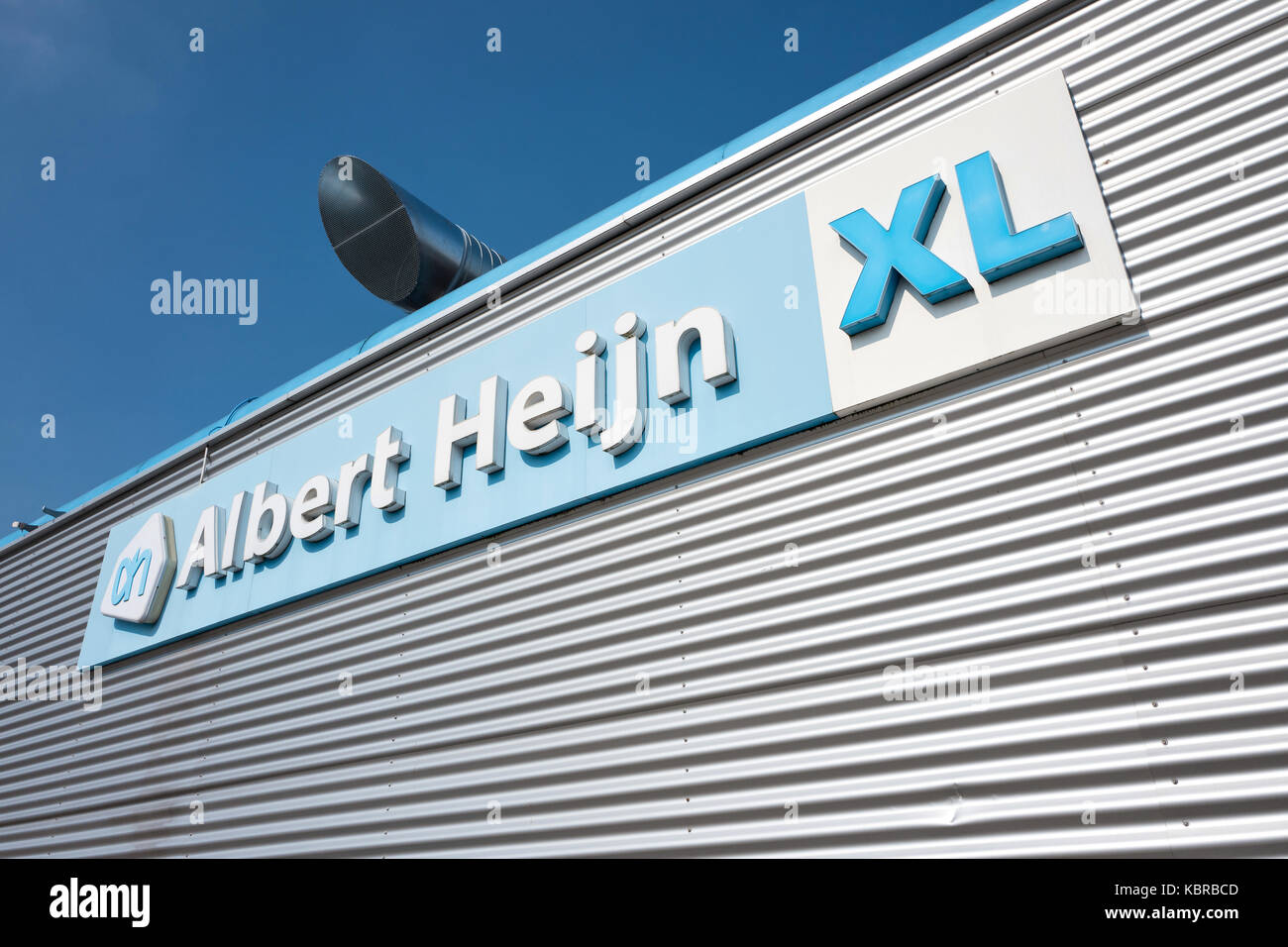 Albert Heijn XL sign at branch. Albert Heijn is the largest Dutch ...