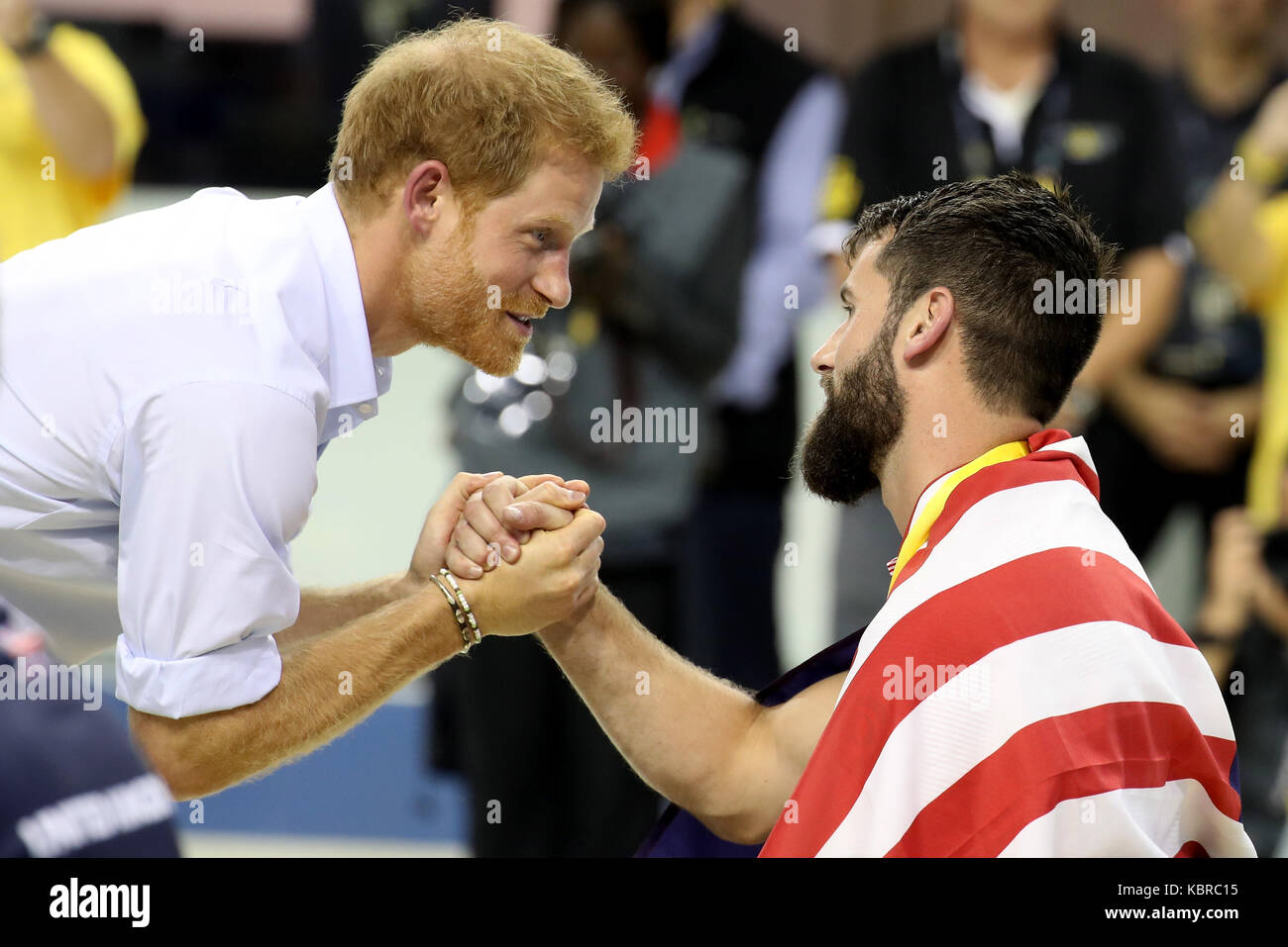 Prince Harry at the Swimming Finals at Toronto Pan Am Sports Centre at ...