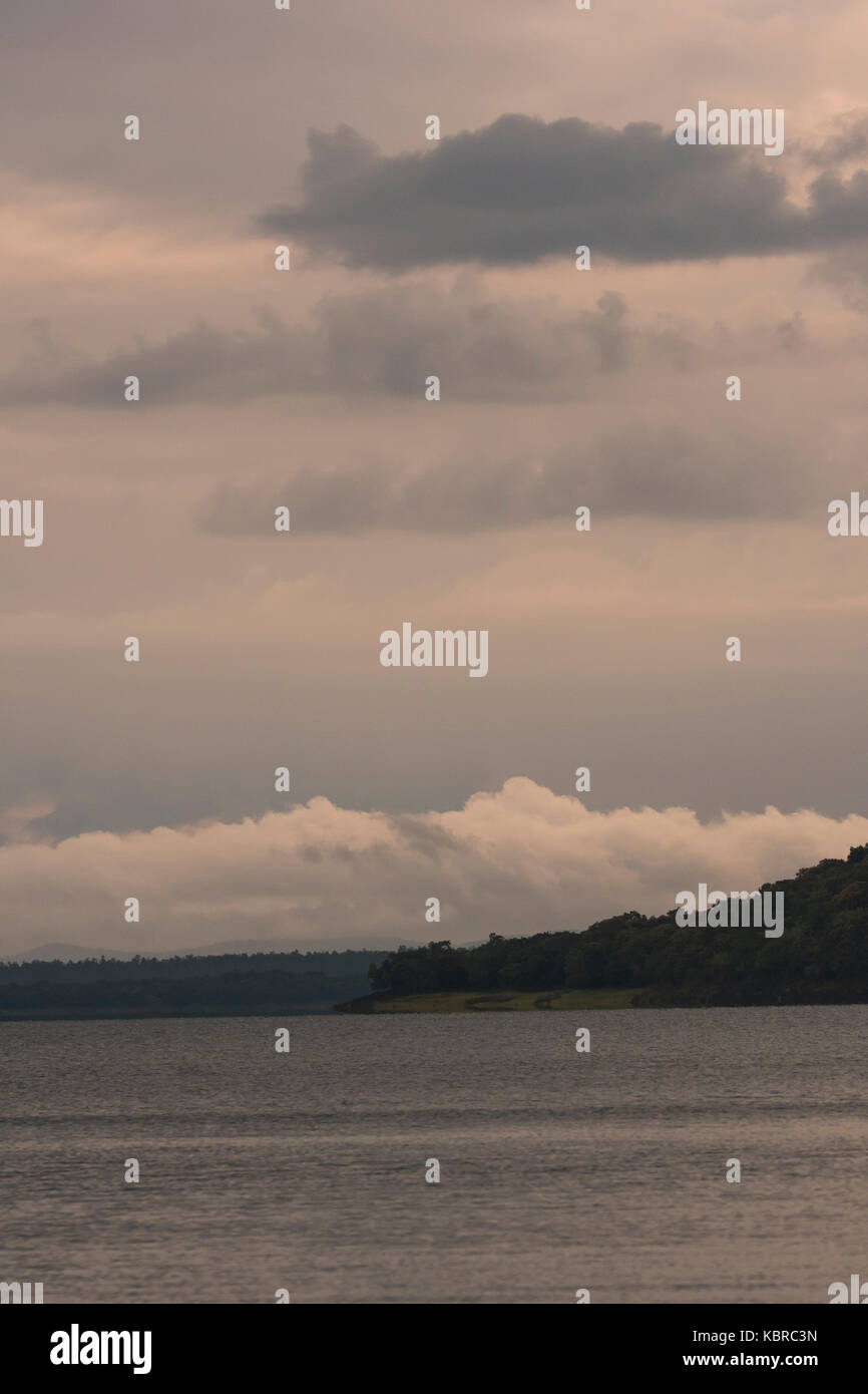 Cloud cover over bhadra dam and tiger reserve Stock Photo - Alamy