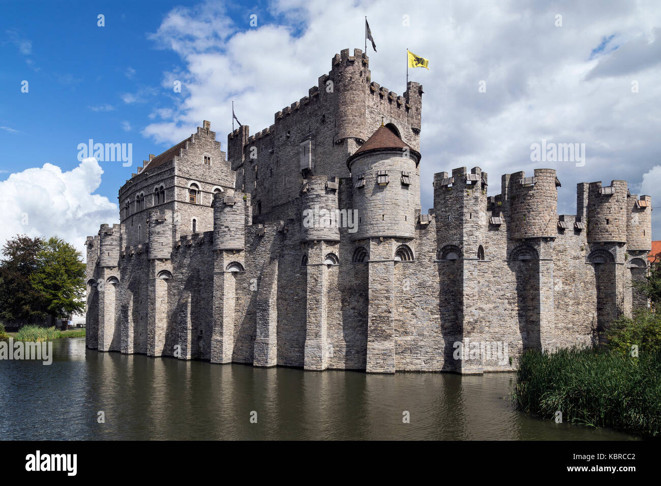 The Gravensteen - a medieval castle in the city of Ghent in Belgium ...