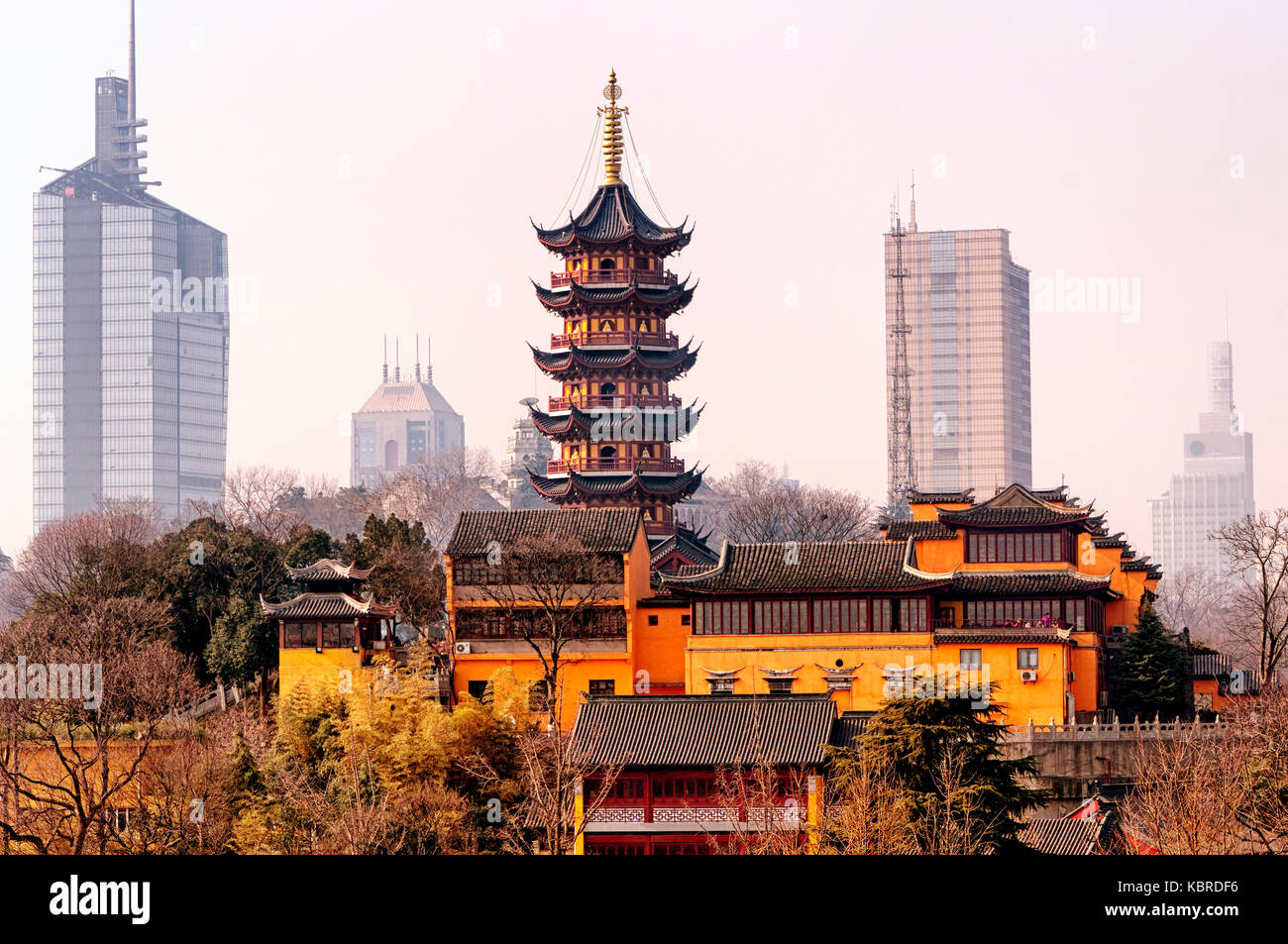 The seven storied, Medicine Buddha Pagoda at Jiming Temple in the city ...
