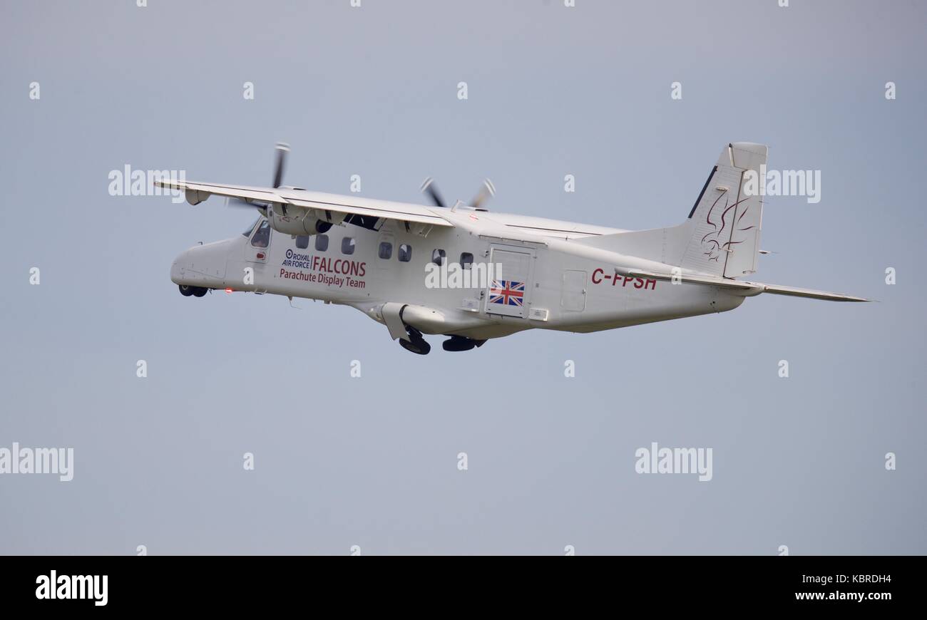 RAF Falcons Parachute Display Team - Dornier 228 aircraft departing ...