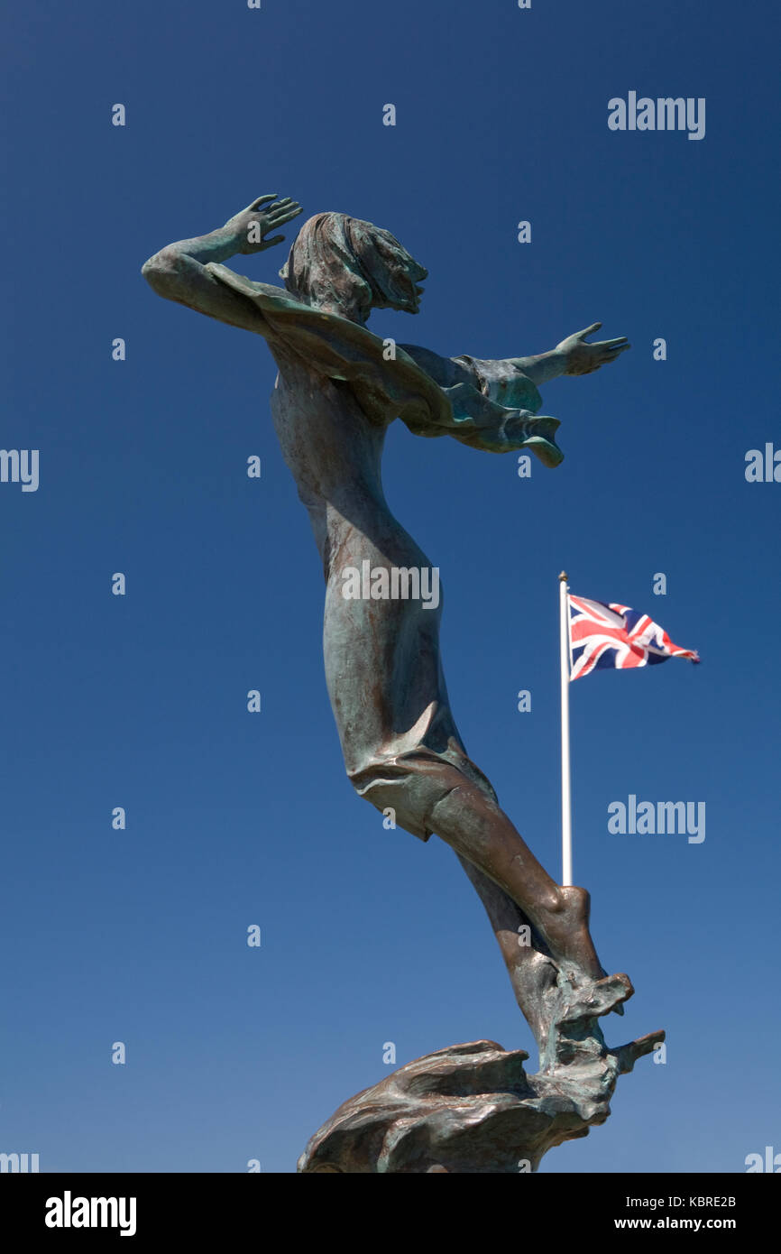 Statue of Ekaterine (Kate) Frolov with Union Jack flag on Capstone hill ...