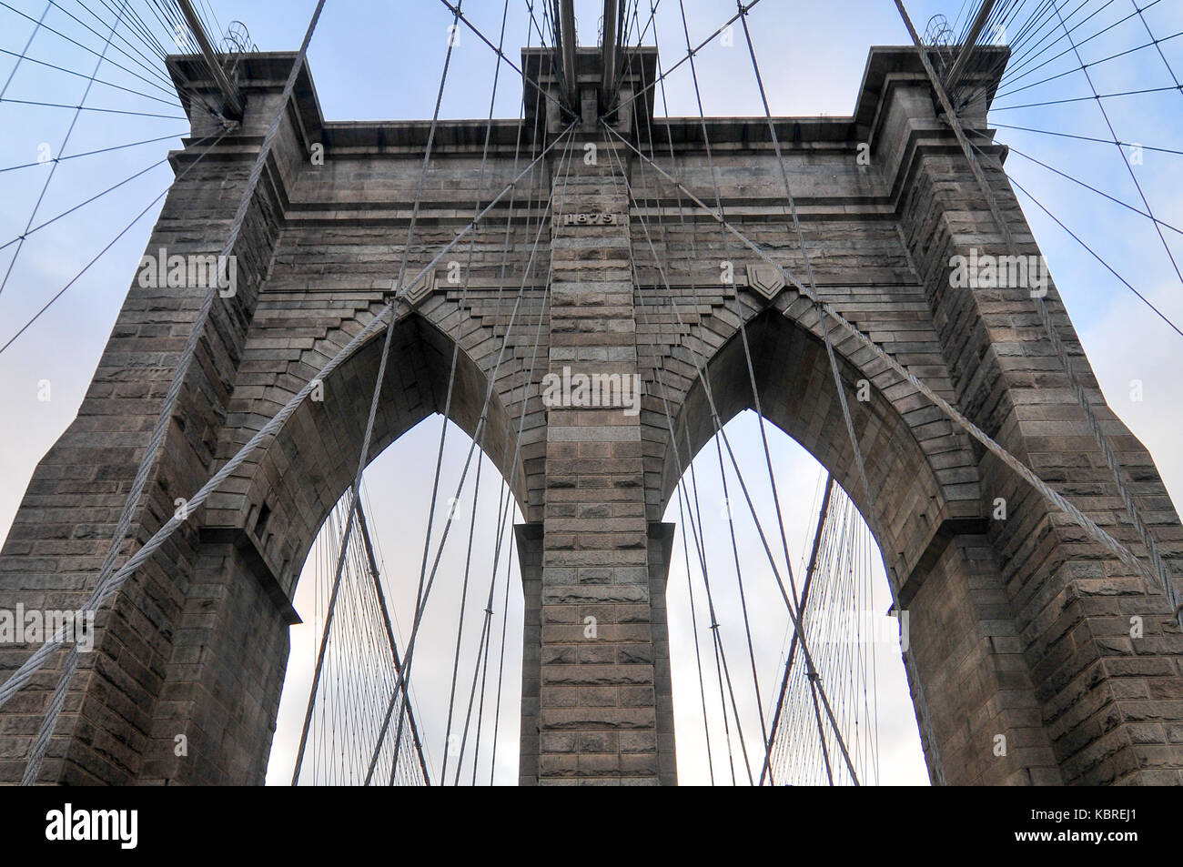 Brooklyn Bridge gothic arches in New York City Stock Photo - Alamy