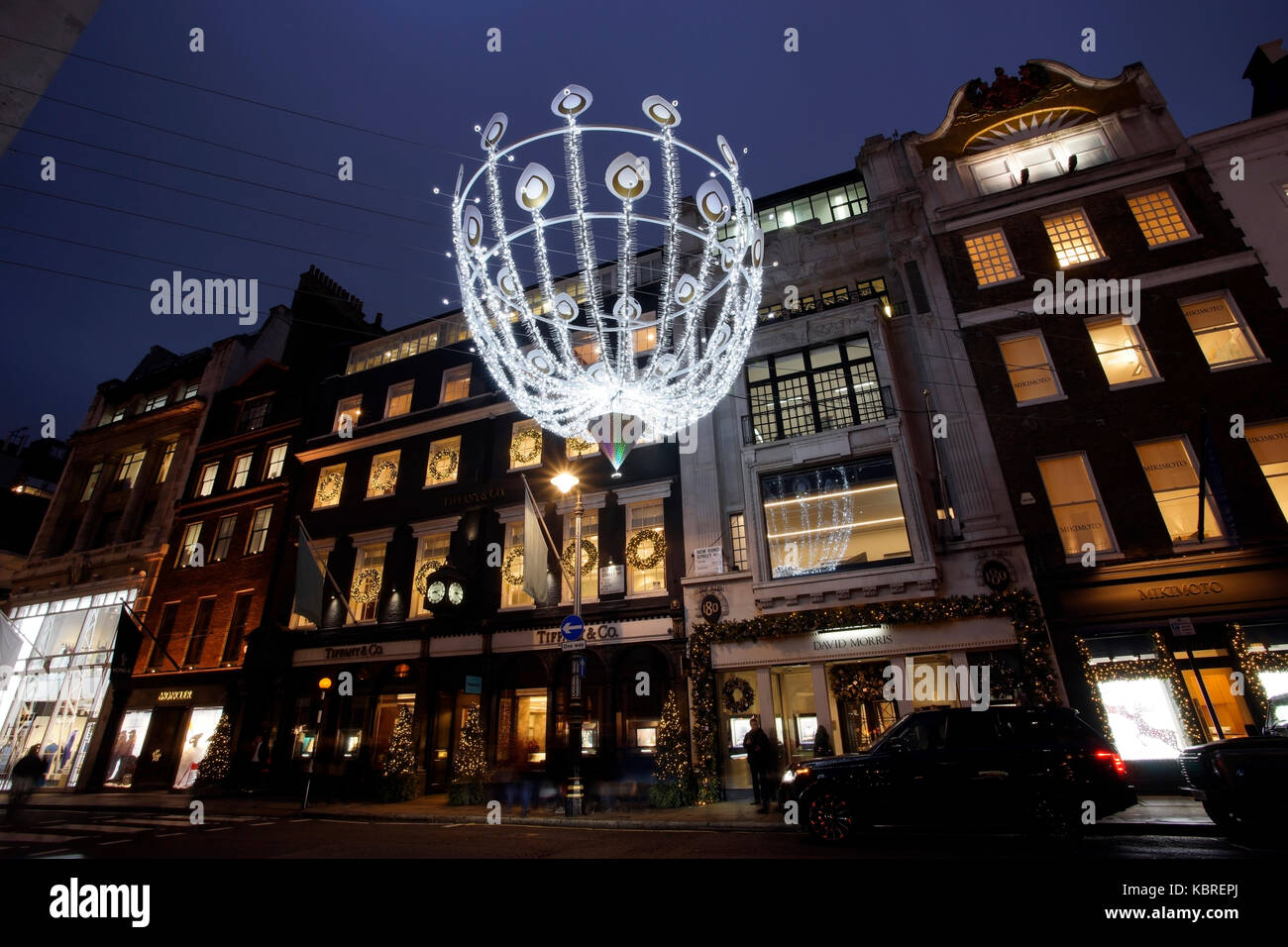 Christmas Lights Display on Bond Street in London. The modern colourful ...
