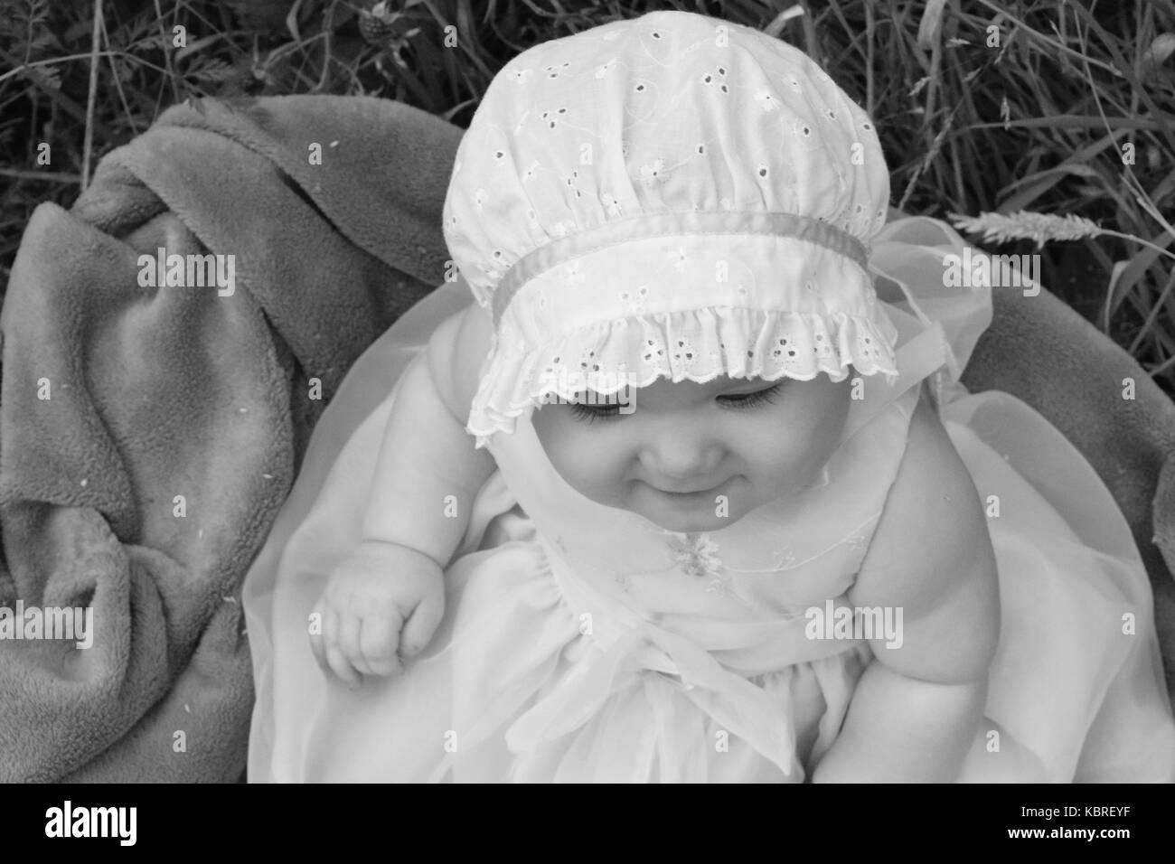 Cute girl on white Black and White Stock Photos & Images - Alamy