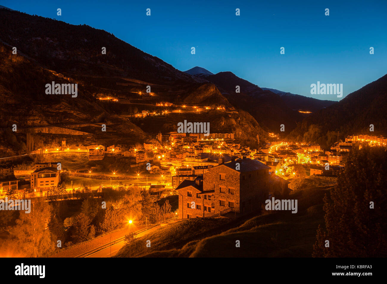 Panorama of Canillo at night. Canillo, Andorra Stock Photo - Alamy