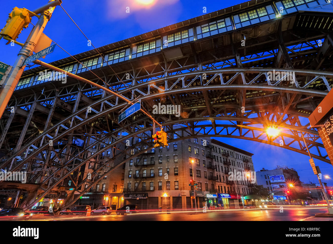 Elevated train tracks at the 125th Street Subway Station and Broadway ...