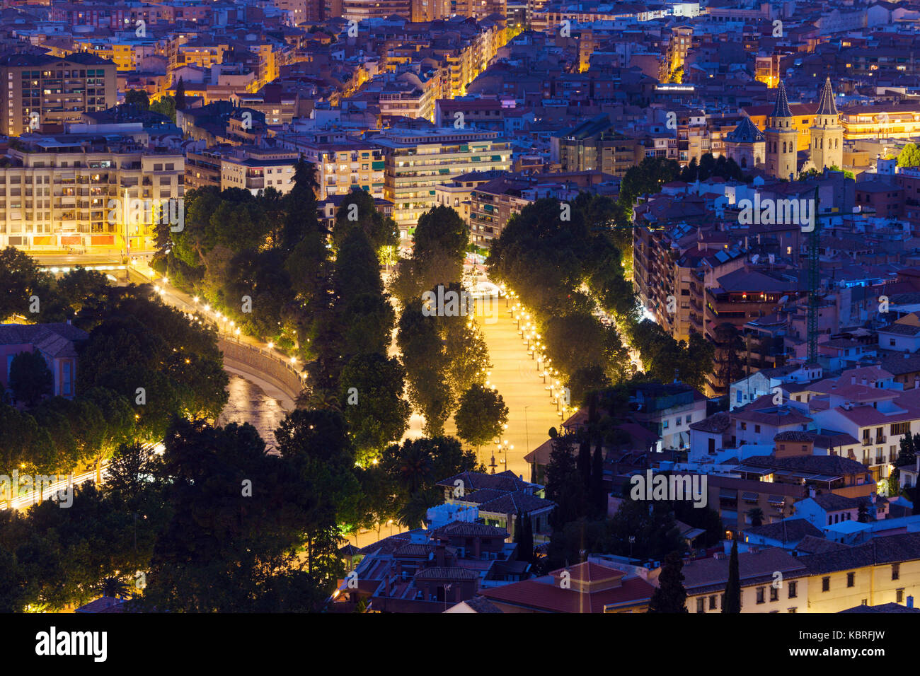 Panorama of Granada at night. Granada, Andalusia, Spain Stock Photo - Alamy