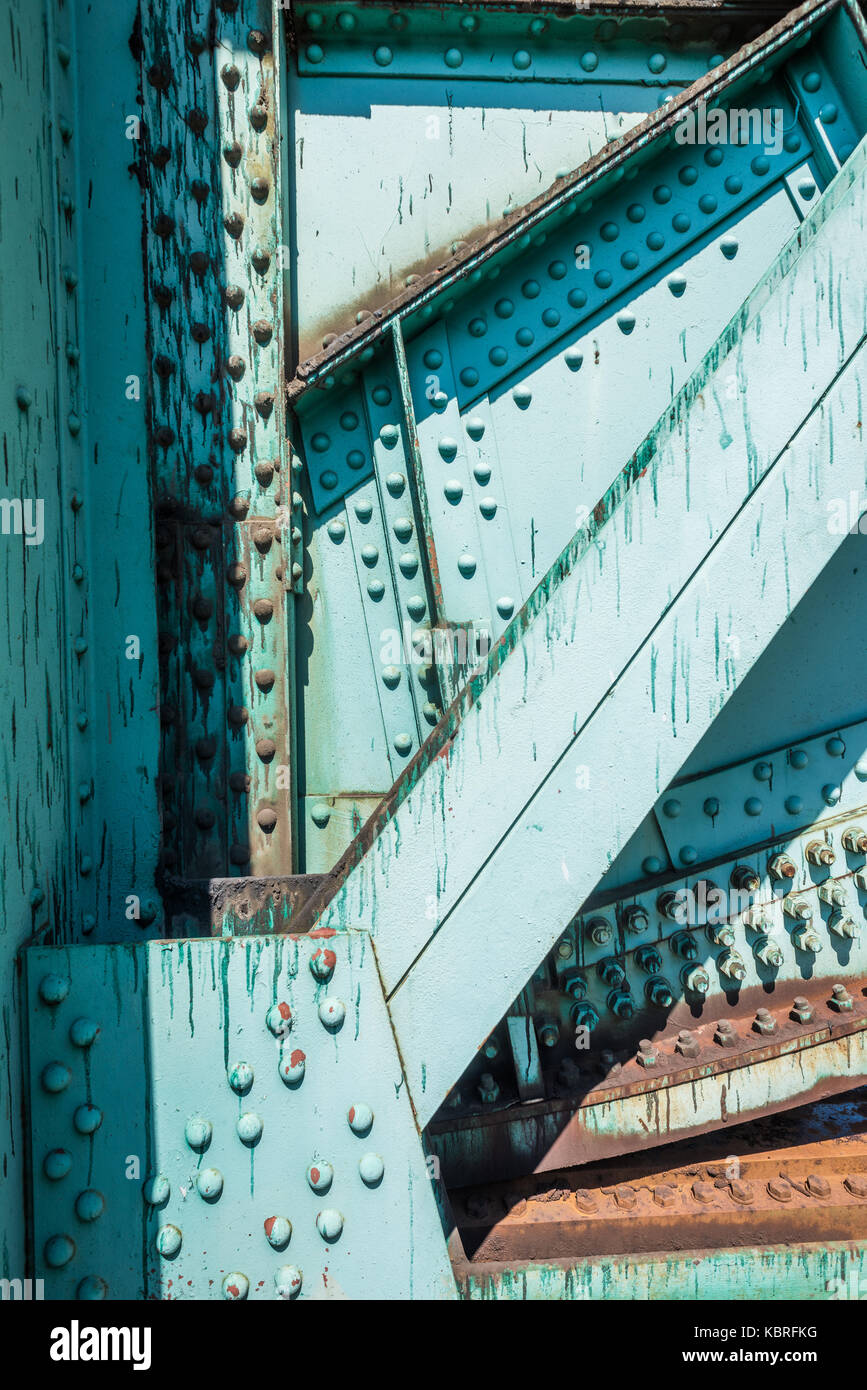 Detail of historic Scherzer rolling lift bascule bridge over the Des ...