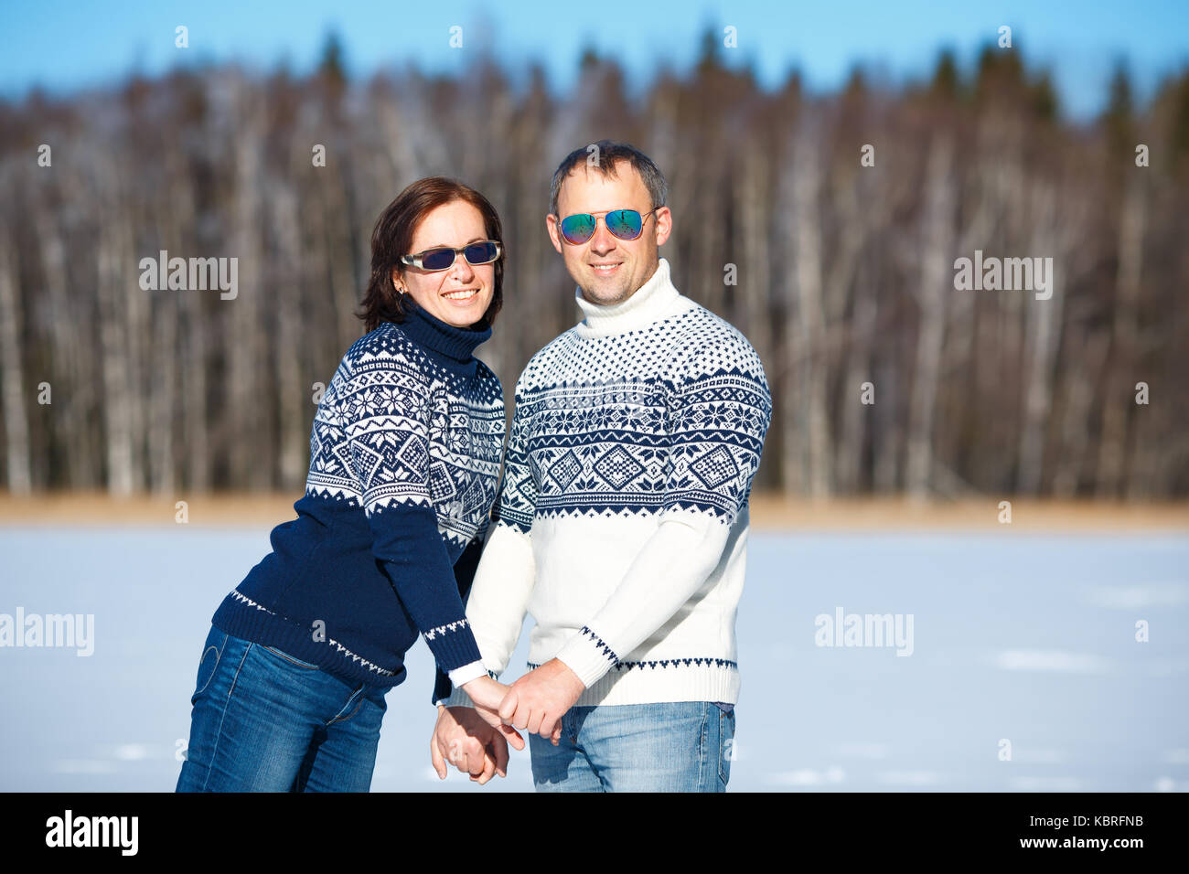 Positive smiling happy dating couple outdoors Stock Photo - Alamy