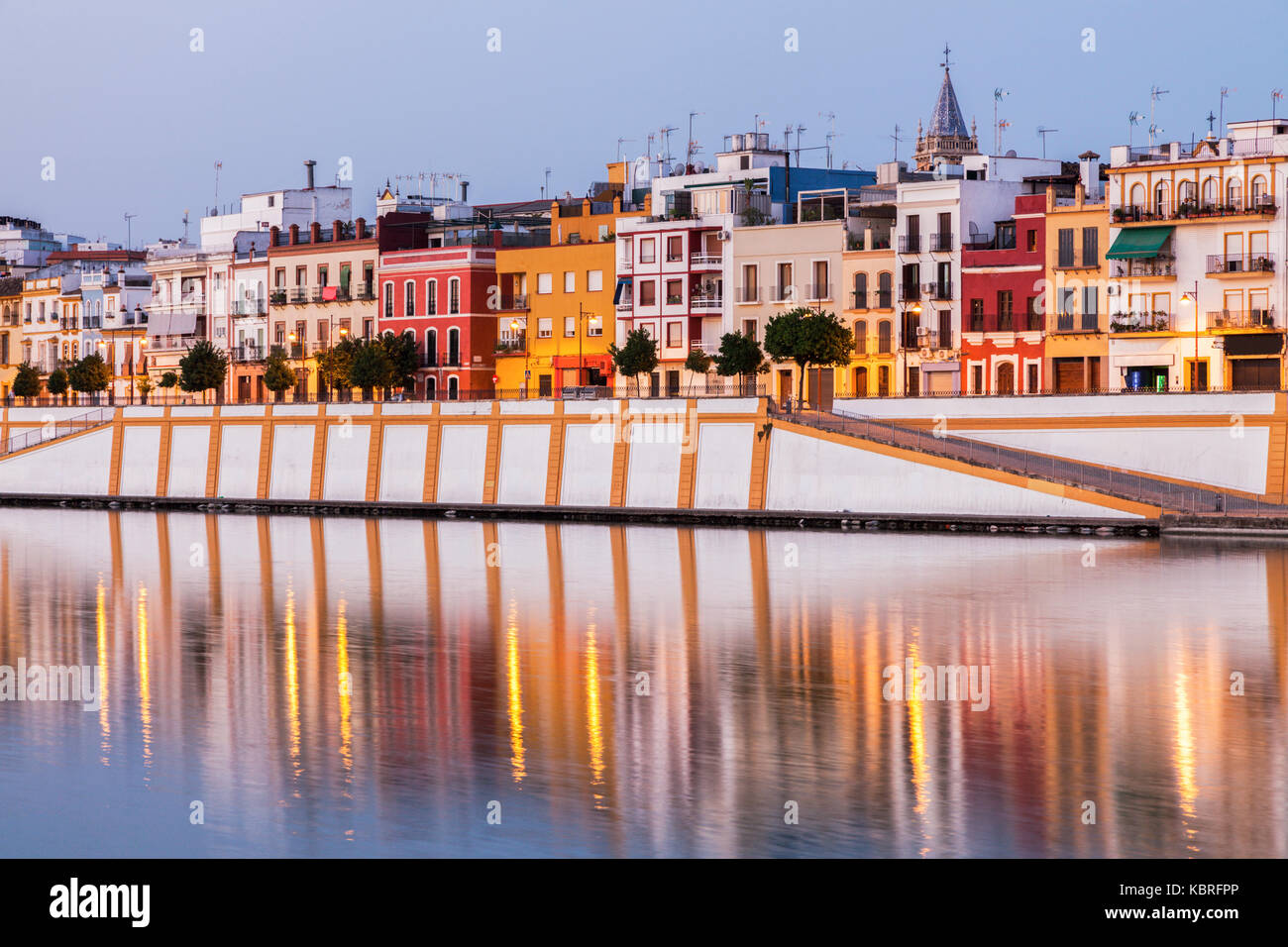 Architecture of Seville along Guadalquivir River. Seville, Andalusia ...