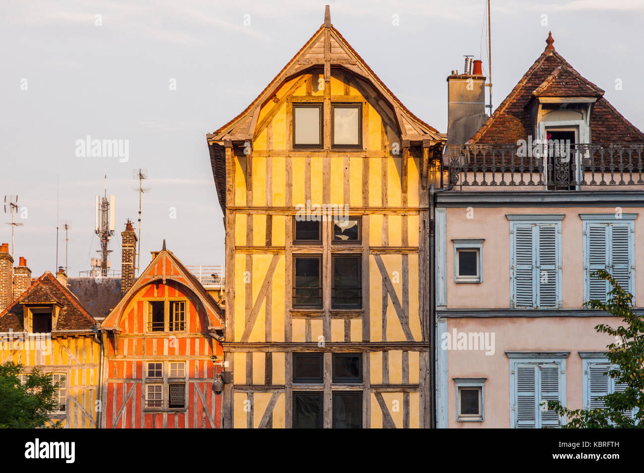 Old architecture of Troyes at sunset. Troyes, Grand Est, France Stock ...