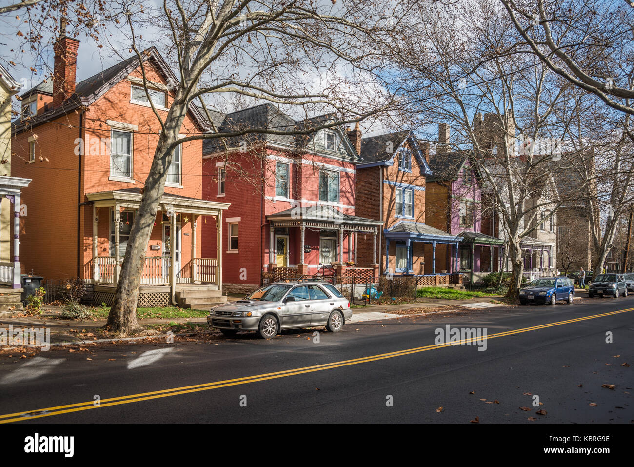 Row of houses on Chase Avenue in the Northside neighborhood Stock Photo ...