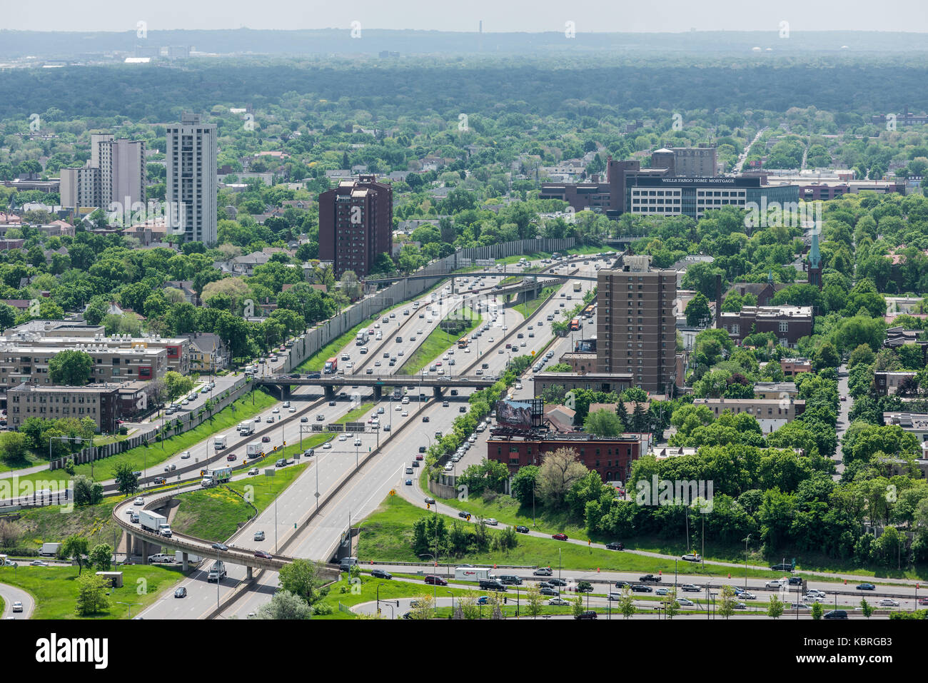 Aerial view of Interstate 35W Stock Photo - Alamy