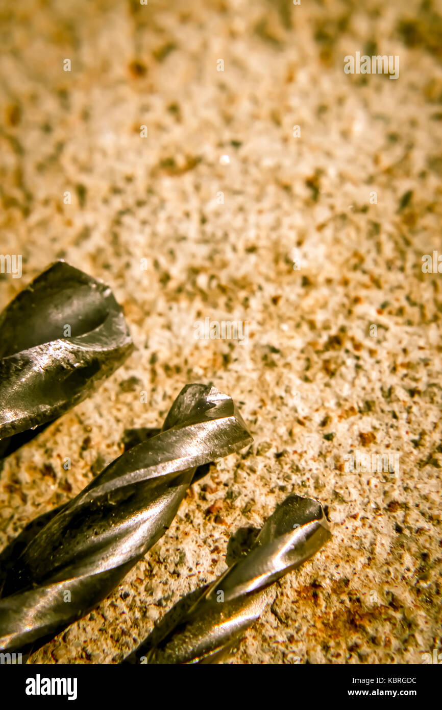 The Isolated Drill Bits with the Gray Ground Background Stock Photo - Alamy