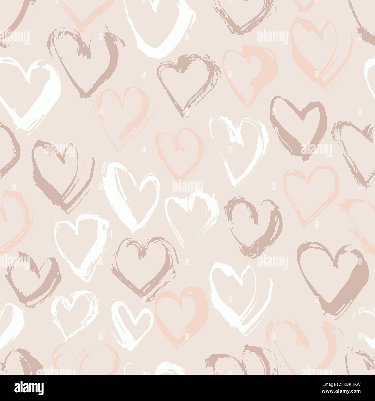 Abstract seamless heart pattern. Ink illustration. Black and red ...