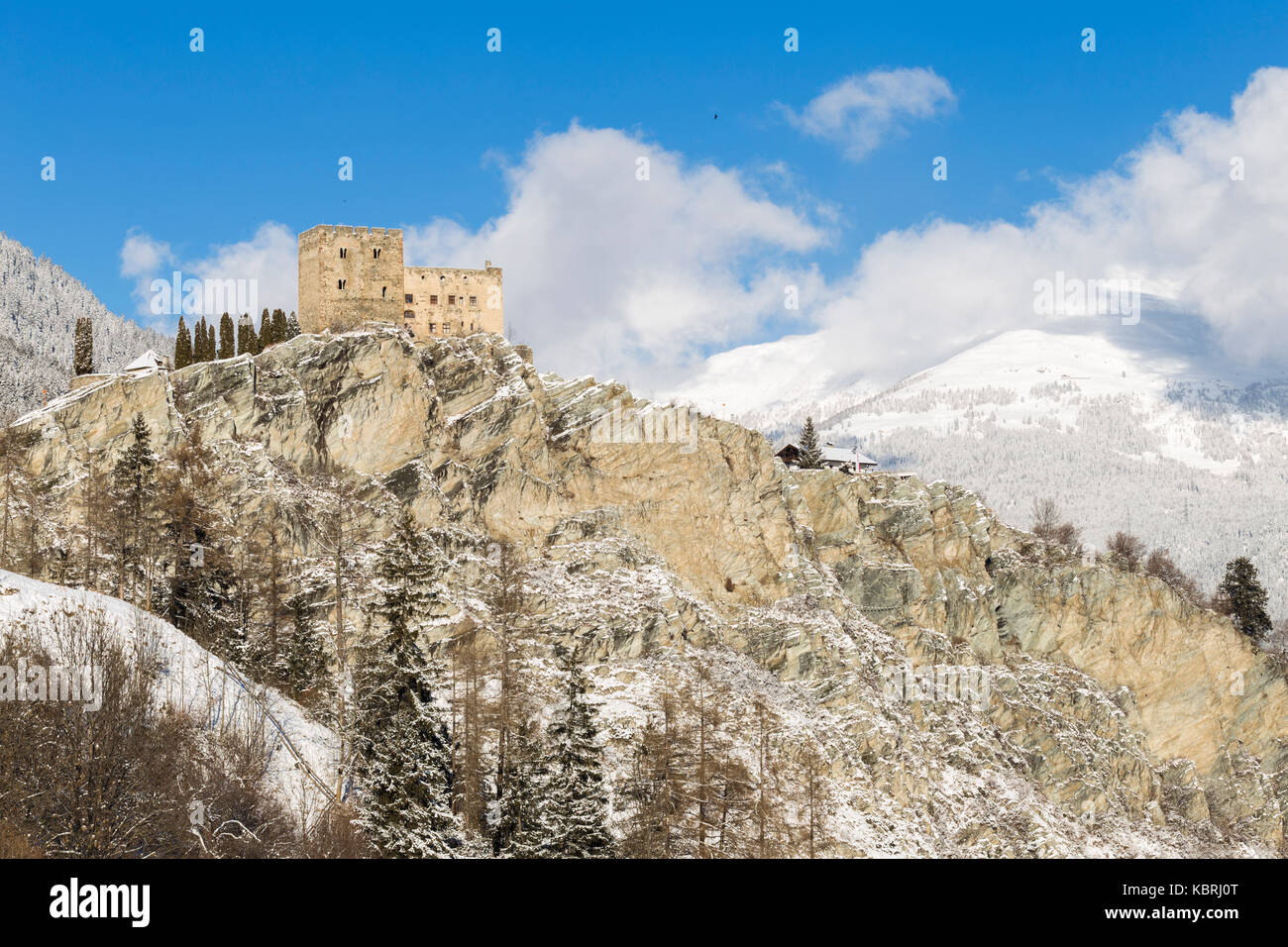Castle of Ladis after a snowfall. Ladis, Inntal, Tirol, Osterreich ...
