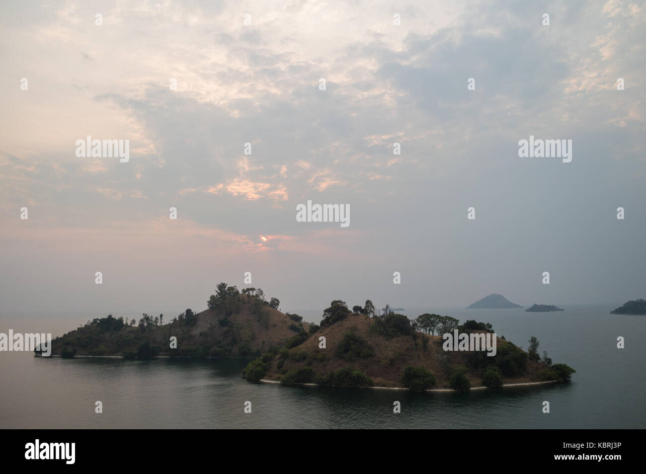 Hiking around Lake Kivu with View onto Islands, Kibuye, Rwanda Stock ...