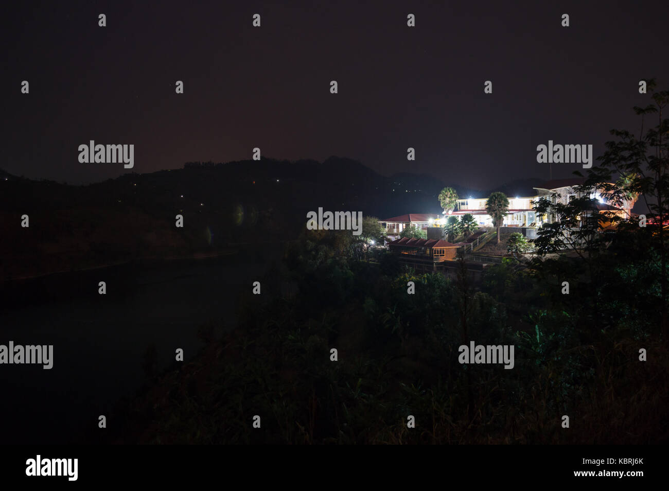 Nightshot of a Resort at Lake Kivu, Kibuye, Rwanda Stock Photo - Alamy