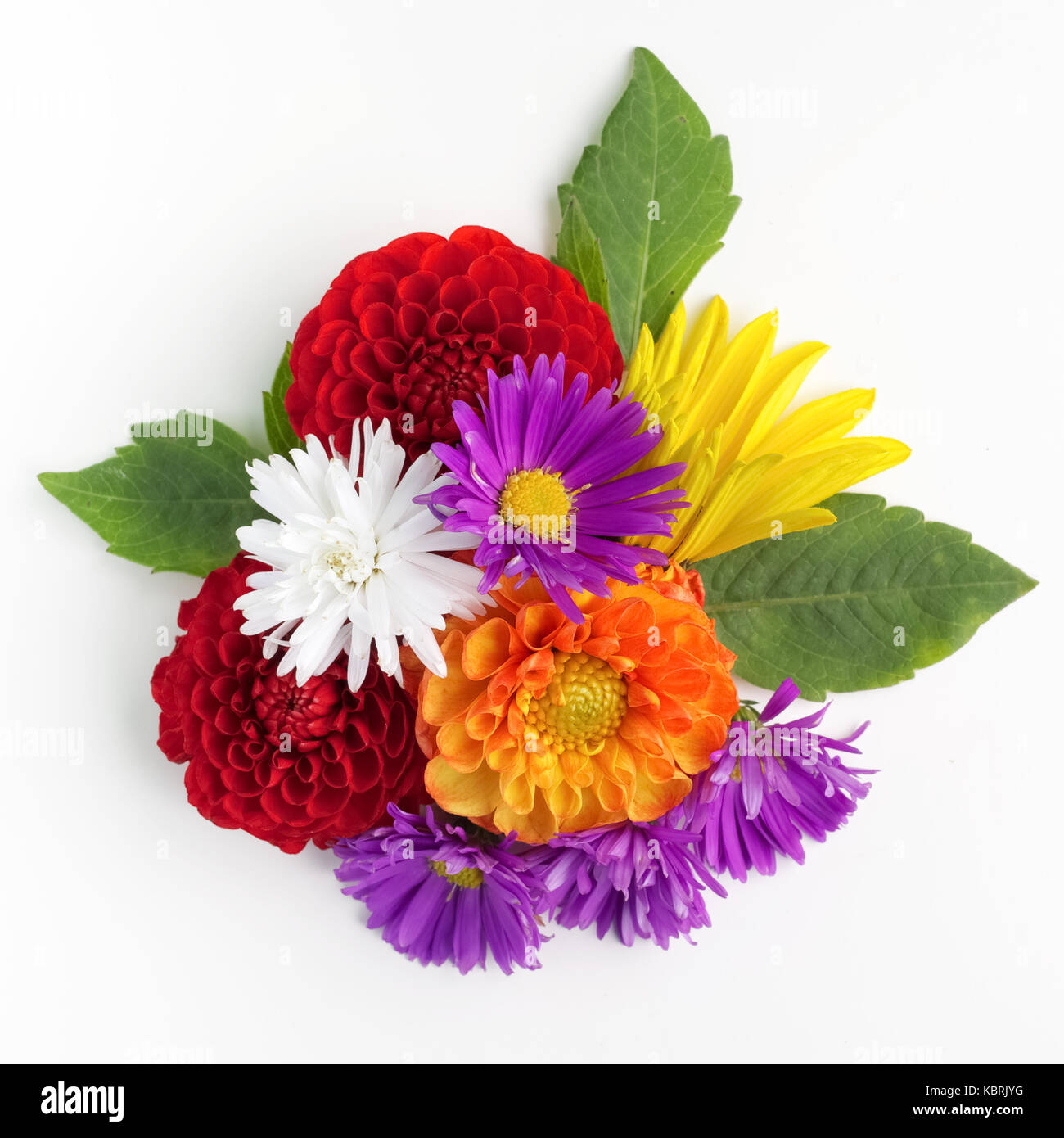 Bouquet of flowers top view isolated on white background Stock Photo ...