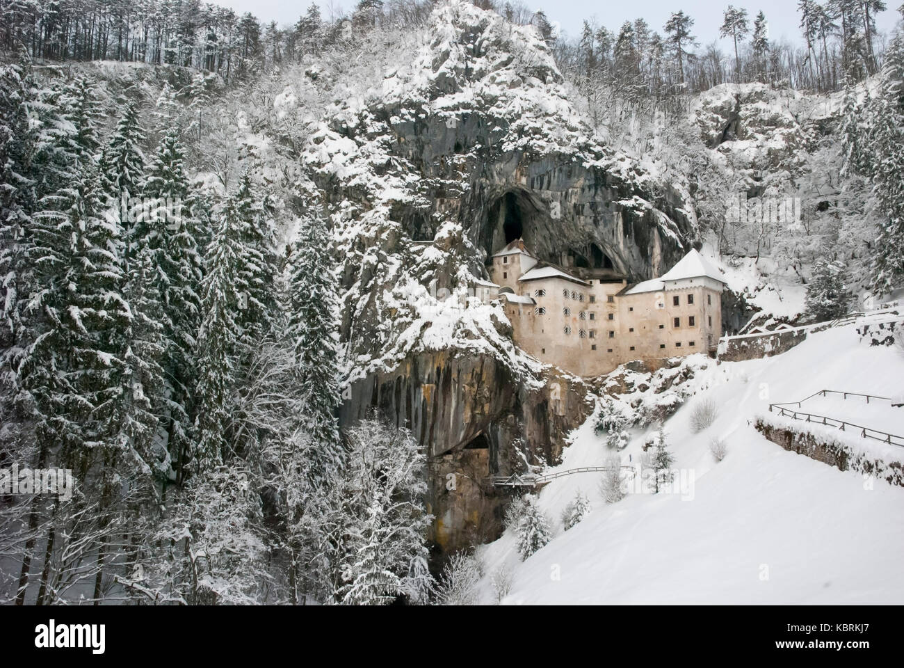 Predjama castle - Predjamski grad in winter, Slovenia Stock Photo - Alamy
