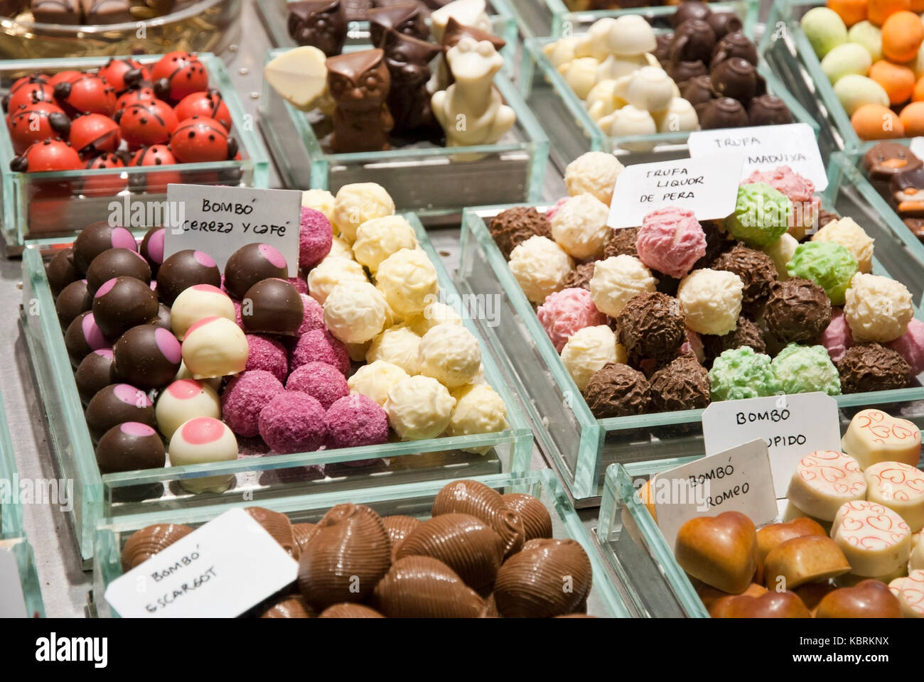 Chocolate truffes selling in market Stock Photo - Alamy