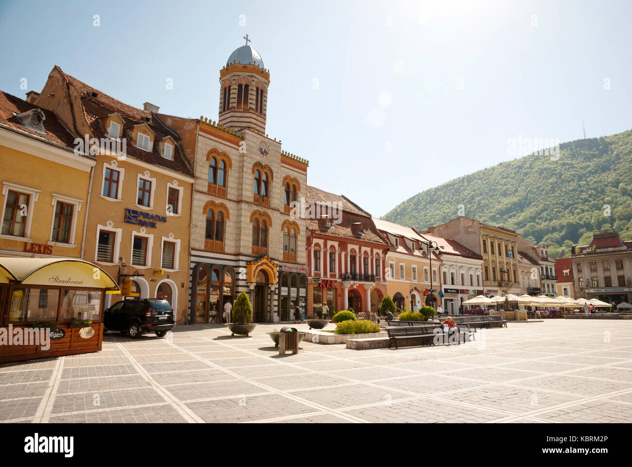 BRASOV, ROMANIA - MAY 3: Main square, piata Sfatului in city of Brasov ...