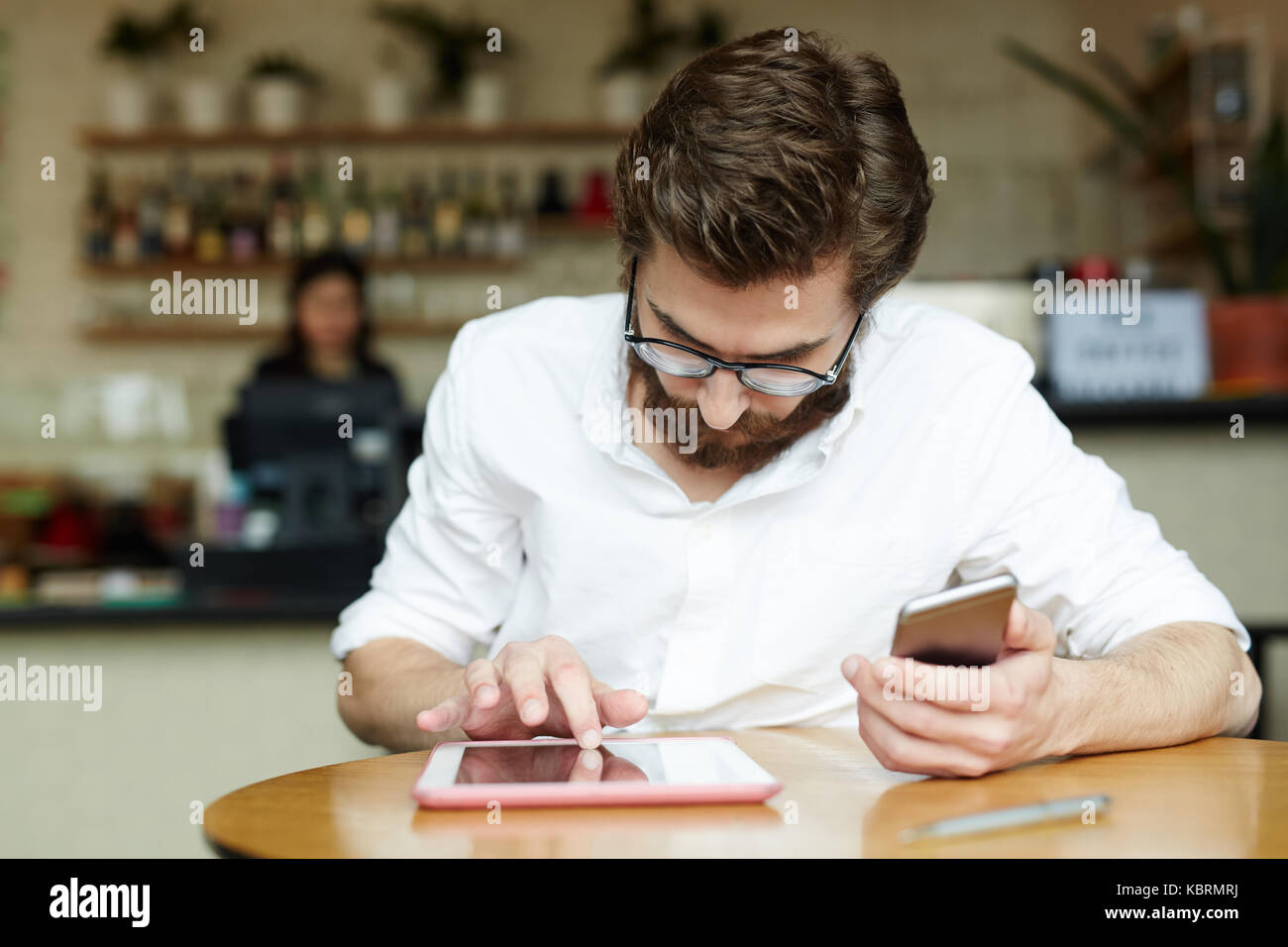 Man with gadgets Stock Photo - Alamy