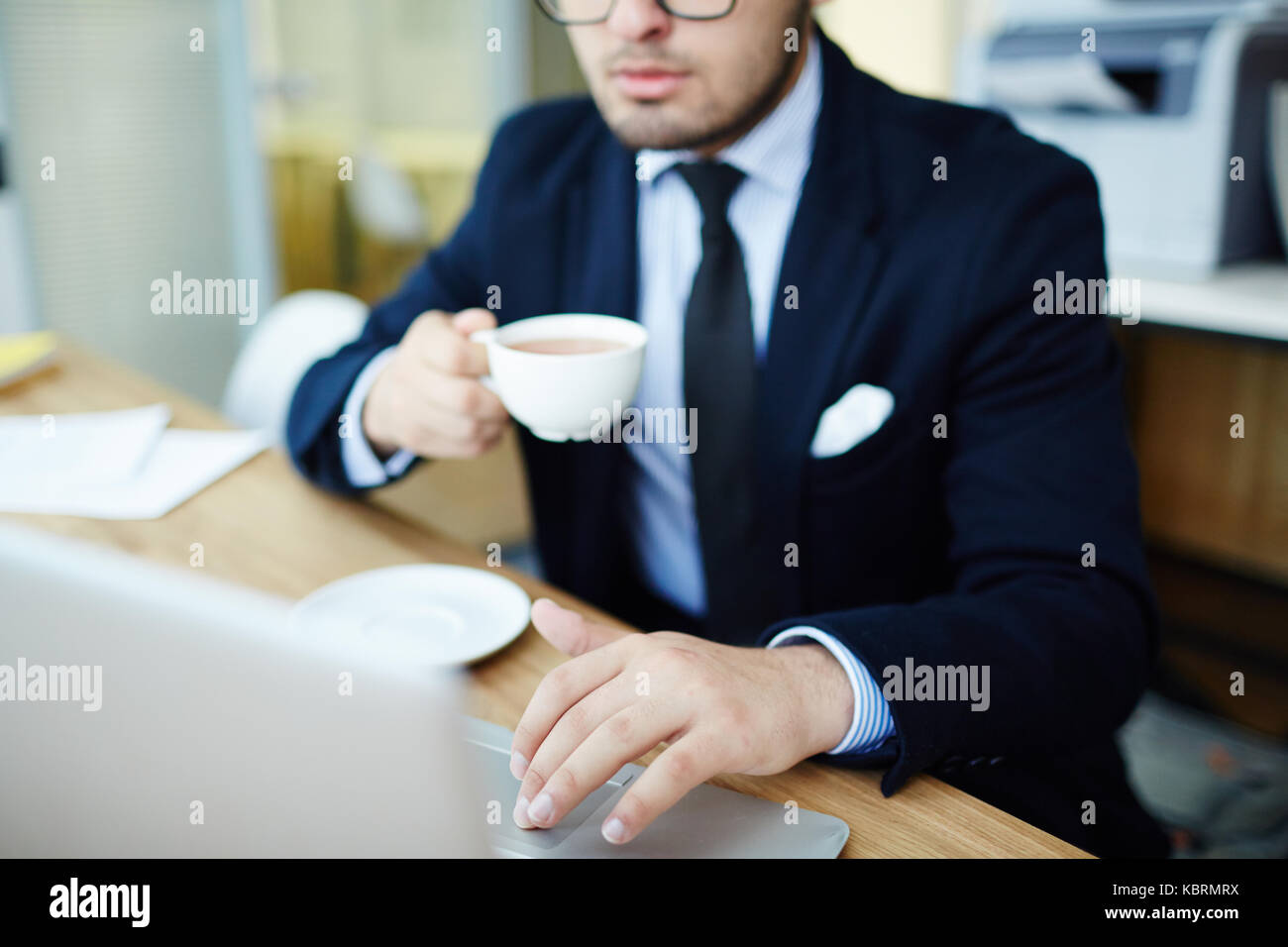 Tea during work Stock Photo - Alamy