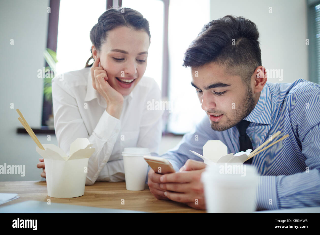 Gaming at lunch break Stock Photo - Alamy