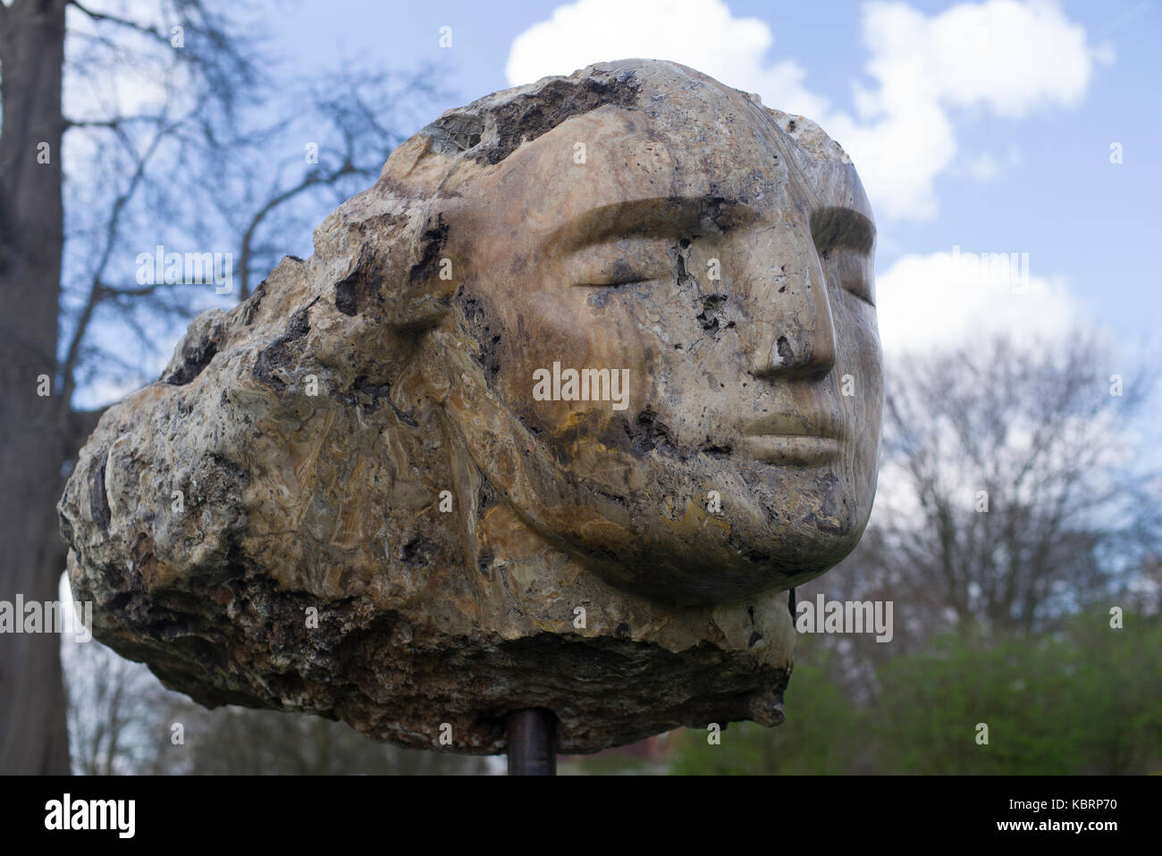 Marble head garden ornament Stock Photo - Alamy