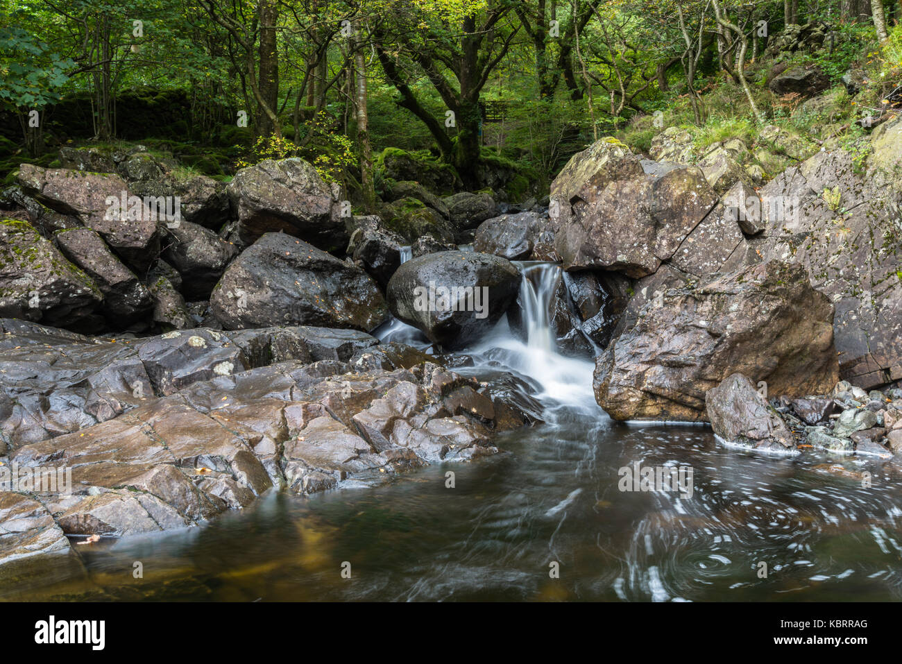 A Lakeland stream in the English Lake District national park flowing ...