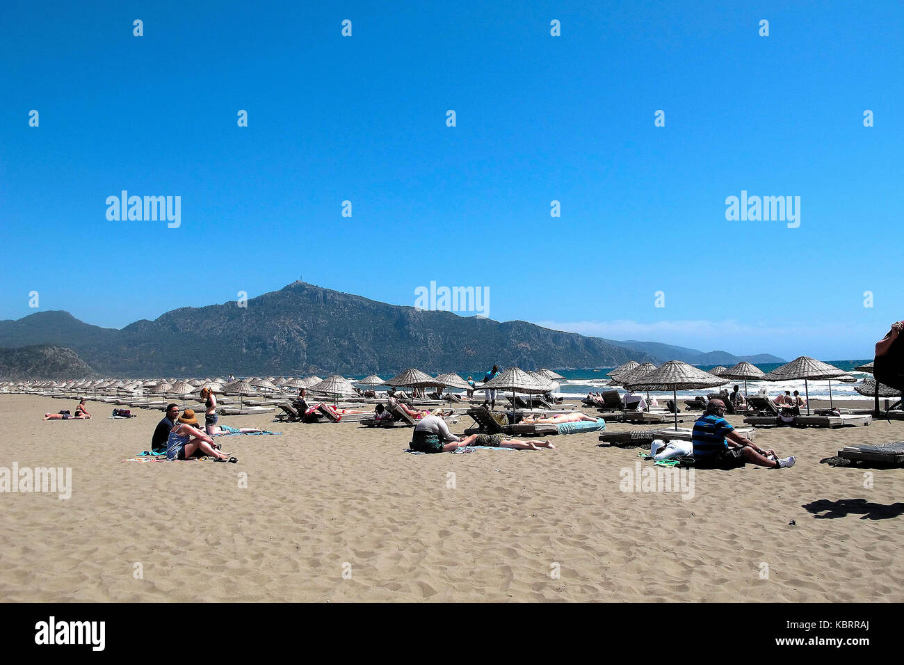 Holidaymakers on Iztuzu Beach, (Turtle Beach) Dalyan, Turkey Stock ...
