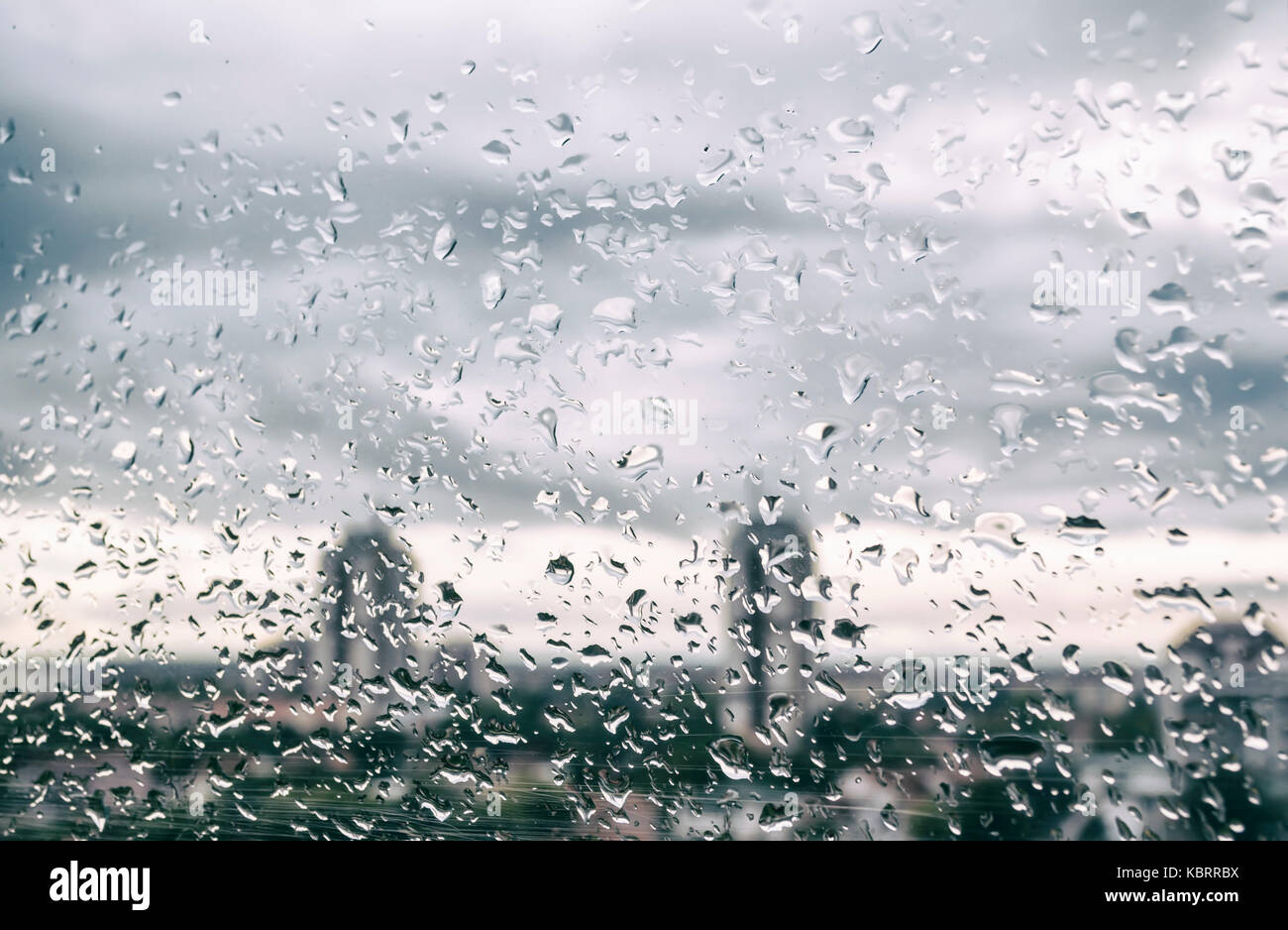 Rain drops on window glass outside texture background water of ...