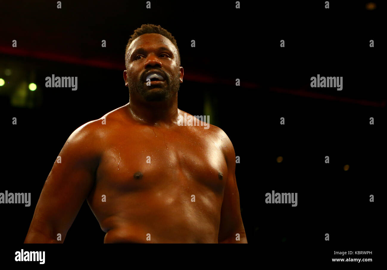 Liverpool, UK. 30th Sep, 2017. DERECK CHISORA (WHITE SHORTS) v ROBERT ...