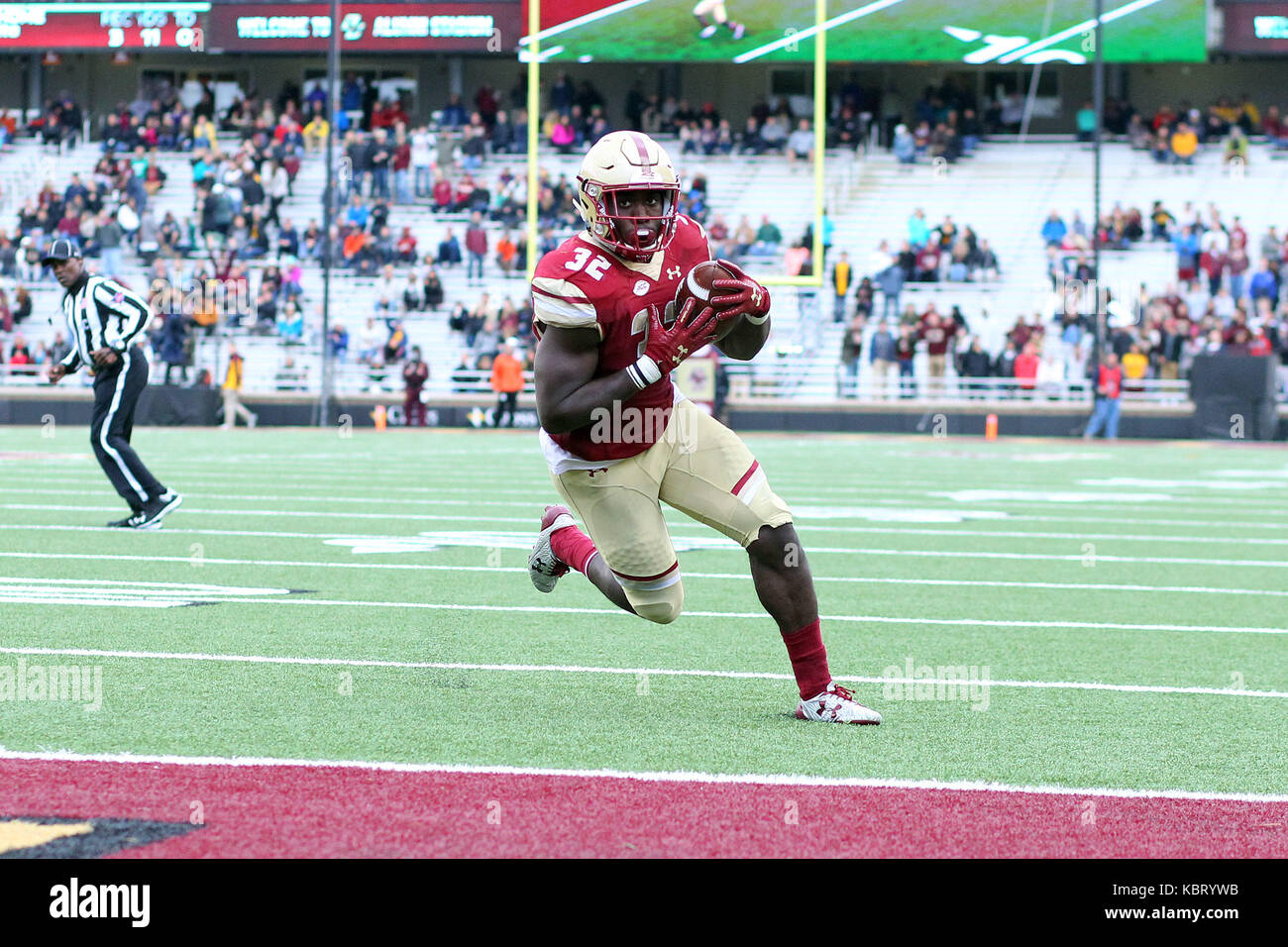 Alumni Stadium. 30th Sep, 2017. MA, USA; Boston College Eagles running ...
